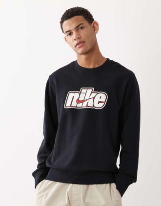 Nike Pull ras de cou en molleton - Noir