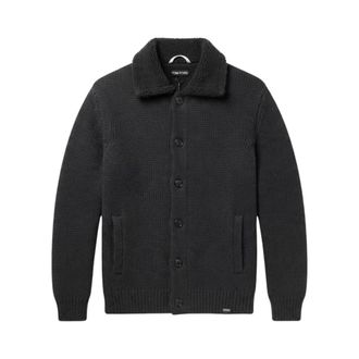 Tom Ford Kaschmir-Cardigan mit Lammfellkragen - - Knitwear - Herren - Schwarzk - L