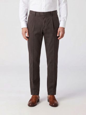BRIGLIA 1949 Pantalon de tailleur slim fit en coton et lin &agrave; poches italiennes