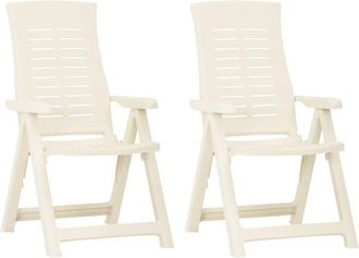 vidaXL Chaises inclinables de jardin lot de 2 Plastique Blanc vidaXL