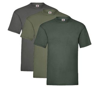 Fruit Of The Loom Valueweight T-Shirt Diverse Farbsets S M L XL XXL 3XL 4XL 5XL (3XL, 1x Graphit + 1x Oliv + 1x Flaschengr&uuml;n + 1HL Kauf Notizblock)