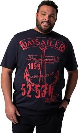 Men Plus Hommes Grandes Tailles L-8XL T-Shirt Men+ Ventre Confort, Manches Courtes et col Rond, imprimé - Jusquau 8 XL Bleu Marine 8XL 838070130-8XL