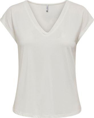 Only Damen Onlfree Life S/S Mod.v-Neck Top JRS Noos, Cloud Dancer, XL