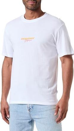 Jack & Jones Joraruba Puff Branding Tee SS Crew Neck T-Shirt, Blanc éclatant, L Homme