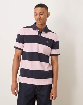 GANT Polo rayé en piqué avec logo blason - Rose