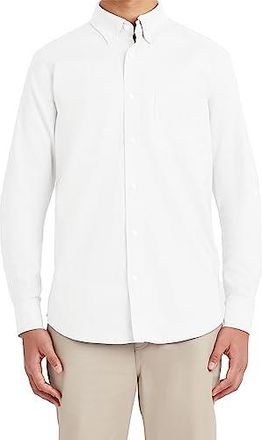 Nautica School Uniform Long Sleeve Performance Oxford Button-Down Shirt Chemise &agrave; Bouton Bas, Blanc, XL Homme