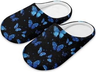 Coloranimal Pantoufles de spa pour femme - Pantoufles dint&eacute;rieur en vrac antid&eacute;rapantes &agrave; bout ferm&eacute;, Papillon Bleu, 35.5/36.5 EU