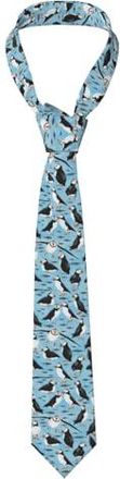 Generic Cravate Macareux Moine Bleu De Dessin Anim&eacute; Classique Necktie &Eacute;l&eacute;gant Cravate Pour Hommes Pour F&ecirc;te Travail Mariage