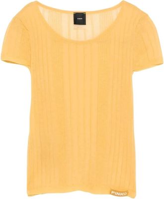 Pinko Pinko, Femme, Pulls, Jaune, Taille: 38 FR Tambora T-shirt