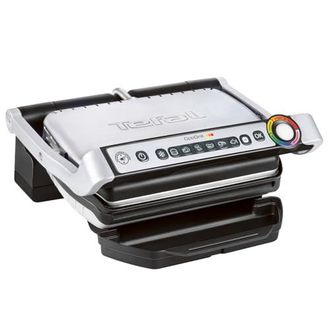 T-fal OptiGrill Kontaktgrill, 6 automatische Programme, Garstufenanzeige, passt Temperatur und Grillzyklus ans Grillgut an, antihaftbeschichtete abnehmbare 