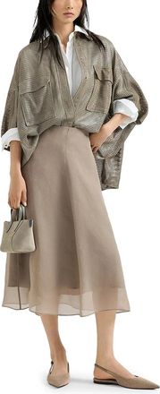 Brunello Cucinelli Crispy Silk Circle Skirt - Beige