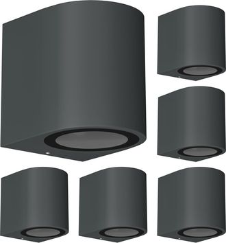 LEDs Com 6 St&uuml;ck Wandleuchte ALSE f&uuml;r au&szlig;en, IP54, Downlight, anthrazit matt, rund, 1x GU10 max. 35W