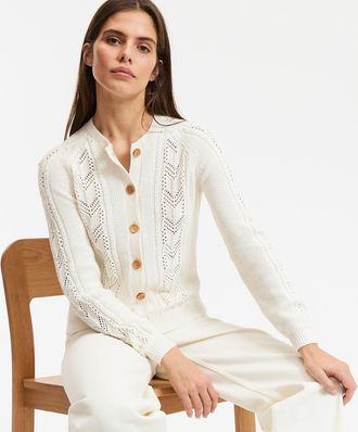 La Redoute Collections Cardigan En Maille Pointelle Pur Coton