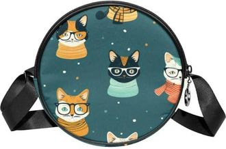 Generic Petit sac &agrave; bandouli&egrave;re rond pour femme, petit sac &agrave; bandouli&egrave;re avec fermeture &eacute;clair et bretelles r&eacute;glables style d&eacute;contract&eacute; pour femmes et filles