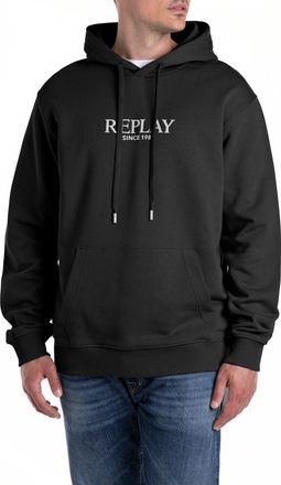 Replay Herren Hoodie mit Kapuze, Black 098 (Schwarz), XL