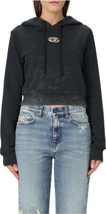 Diesel Femme, Sweatshirts et sweats &agrave; capuche, Noir, Taille: 36 FR Cropped Sweat &agrave; capuche Distressed Wash Logo