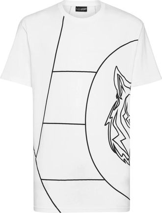 Plein Sport T-Shirt Rundhalsausschnitt SS Tiger Court Edition - - Sport - Herren - Wei&szlig; - 2XL