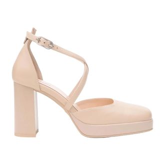 Nero Giardini Beige Leder Blockabsatz Schuhe - - Shoes - Damen - Beige - 40 EU