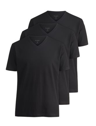 Olymp T-Shirt OLYMP, Herren, Gr. 4XL, schwarz, Single Jersey, Obermaterial: 100% Baumwolle, unifarben, Basic, slim fit normal, V-Ausschnitt, Shirts T-Shirt,