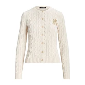 Ralph Lauren Femme, Pulls, Blanc, Taille: 36 FR Gilet Cardigan en Tricot C&ocirc;tel&eacute;
