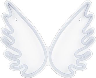 Beliani LED Neon Licht Wanddeko weiß 33 cm hoch Engelsflügel mit Kabel Gabriel