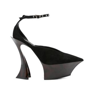 MUGLER Schwarzer Wildleder Skulptierter Absatz Kn&ouml;chelriemen - - Shoes - Damen - Schwarzk - 40 EU