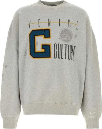 Golden Goose Homme, Sweatshirts et sweats &agrave; capuche, Gris, Taille: S Pull ras du cou avec imprim&eacute;