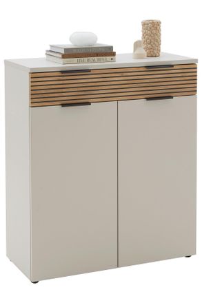 Voleo Schuhschrank, Eiche, Kaschmir, Metall, 4 F&auml;cher, 1 Schubladen, 90x105x40 cm, Made in Germany, Beim&ouml;bel erh&auml;ltlich, stehend, Garderobe, Schuhaufbewahru