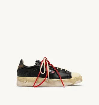 Autry BASKETS DALLAS LOW SUPER VINTAGE EN CUIR NOIR
