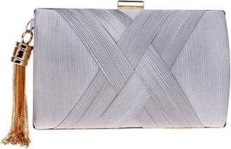 Generic Sac &agrave; main pour femme avec pompon pour banquet, robe de soir&eacute;e, Argent&eacute;., 1