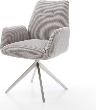 DELIFE Esszimmerstuhl Zoa-Flex Cord Silbergrau Kreuzgestell breit Edelstahl Taschenfederkern, Esszimmerstühle