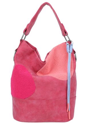 Fritzi Aus Preu&szlig;en Fritzi Olga Limited Happy Flocked Jive Soft Berry Hobo Handtasche Kunstleder Damen Umh&auml;ngetasche Festival City vegan Flockdetails 37 x 27 x 17 cm, Pin