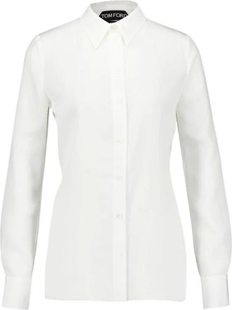 Tom Ford Femme, Blouses et Chemises, Blanc, Taille: 32 FR Chemise en Soie Satin&eacute;e