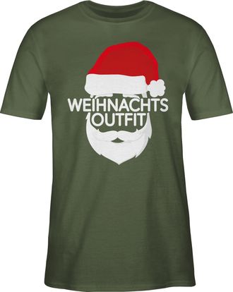 Shirtracer T-Shirt Herren - Weihnachten Geschenke Christmas Bekleidung - Weihnachtsoutfit mit Weihnachtsm&uuml;tze - XL - Army Gr&uuml;n - weihnachtstshirtm&auml;nner weihnacht
