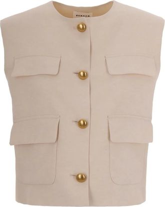 P.A.R.O.S.H. P.a.r.o.s.h., Femme, Vestes, Beige, Taille: S Gilet Ras du Cou