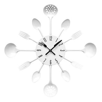 Premier Housewares Besteck Wanduhr, 43 cm Durchmesser, wei&szlig;