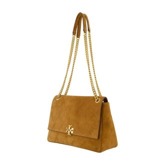 Tory Burch Womens Charlie Shoulder Bag - Tory Burch Leather Brown Calfskin Shoulder-Hobo-Bags
