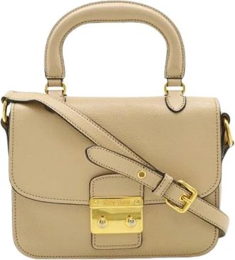 Miu Miu Sac 2-en-1 en cuir Madras Pre-owned - Femme - Pre-owned - Beige - Taille: ONE Size