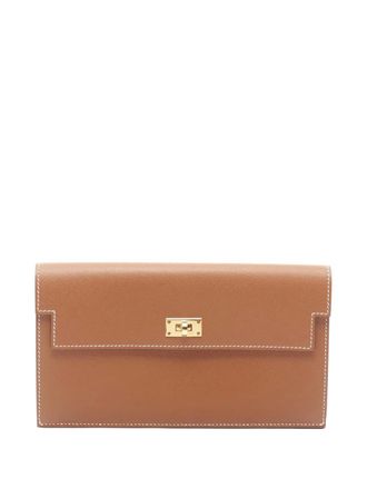 Herm&egrave;s 2024 Kelly Pocket Long Clutch aus Kalbsleder - Braun