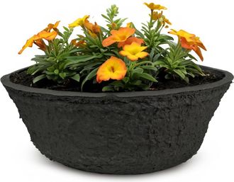 Matches 21 Nachhaltiger Pflanztopf als verrottungsfähige hohe Pflanzschale in 19 cm - runder Blumen-Topf in schwarz aus auflösendem Pappmaché - biologisch abbaub