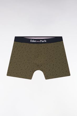 Eden Park Boxer En Jersey De Coton Stretch &Agrave; Micromotifs Kaki