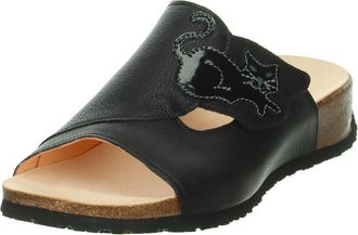 Think Damen Mizzi chromfrei gegerbte nachhaltige Pantolette, SCHWARZ/Kombi 0000