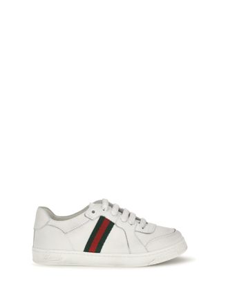 Gucci Web-Stripe Leather Sneakers - White