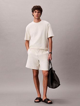 Calvin Klein Frottee-t-shirt Mit Emblem-logo - Tofu - Herren - M