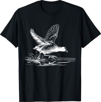 Jimbeels Line Art Bird & Ornithologe Amerikanisches Bl&auml;sshuhn T-Shirt