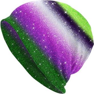 Ahdyr Bonnet Fin Vert ombr&eacute; &agrave; Paillettes de No&euml;l, Extensible, en Maille l&eacute;g&egrave;re et Souple, pour Femmes et Hommes