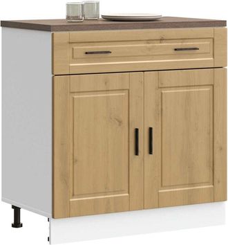 vidaXL Vidaxl - Armoire de cuisine Porto ch&ecirc;ne artisanal en bois ding&eacute;nierie - Dimensions 80 x 46 x 81,5 cm - Capacit&eacute; de charge 70 kg - Pieds r&eacute;glables