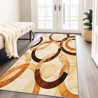 Generic Tapis de Couloir Long 50 x 150 cm Tapis de Passage Lavable Antid&eacute;rapant Doux Marbre Moderne Cercles g&eacute;om&eacute;triques Textures Tapis pour Buanderie Cuisine