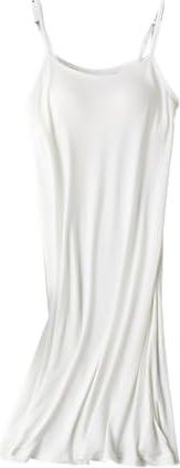 Generic Chemise de Nuit pour Femme en Coton Doux - Chemise de Nuit Douce avec Soutien-Gorge intégré - Bretelles Spaghetti - Chemise de Nuit décontractée et Co