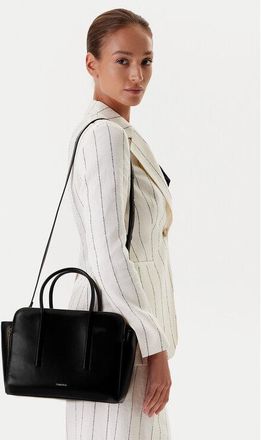 Calvin Klein Handtasche Carryall Mini Leather Tote Bag LV04F3034G Schwarz